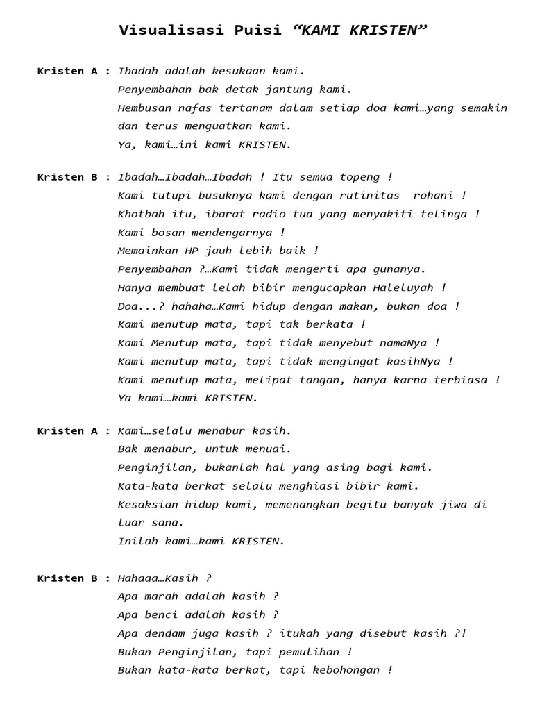 Visualisasi Puisi KAMI KRISTEN | PDF | Pengembangan Diri