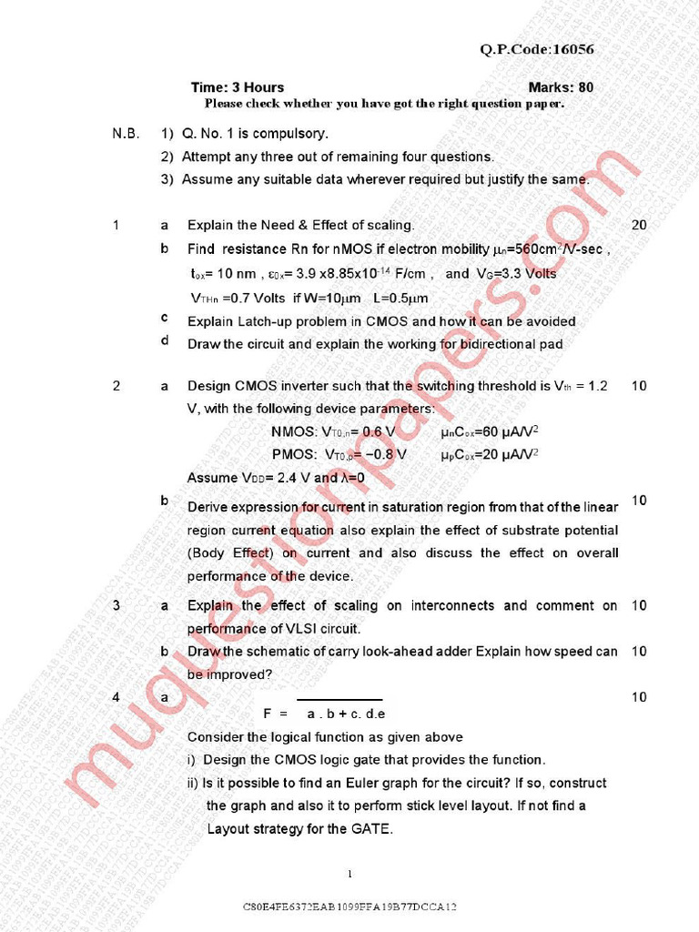 Te-Extc Sem6 Vlsi Dec17 | PDF