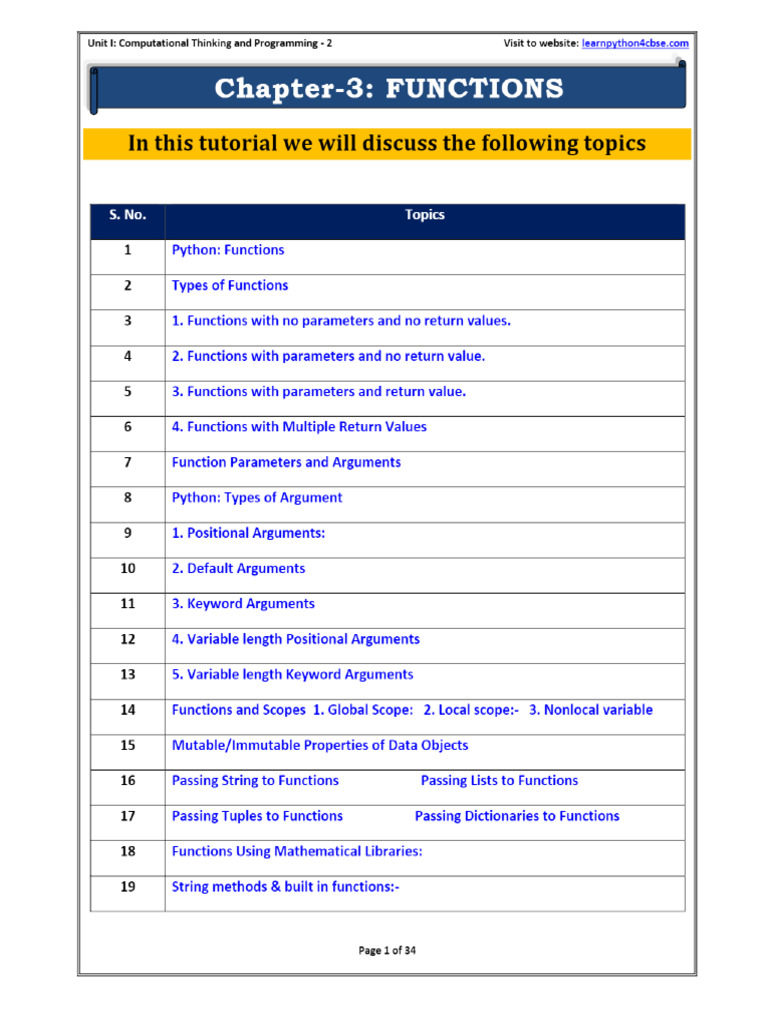 3. Working with functions | PDF