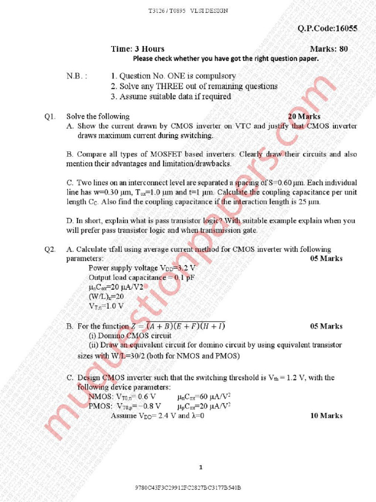 Te-Extc Sem6 Vlsi May17 | PDF