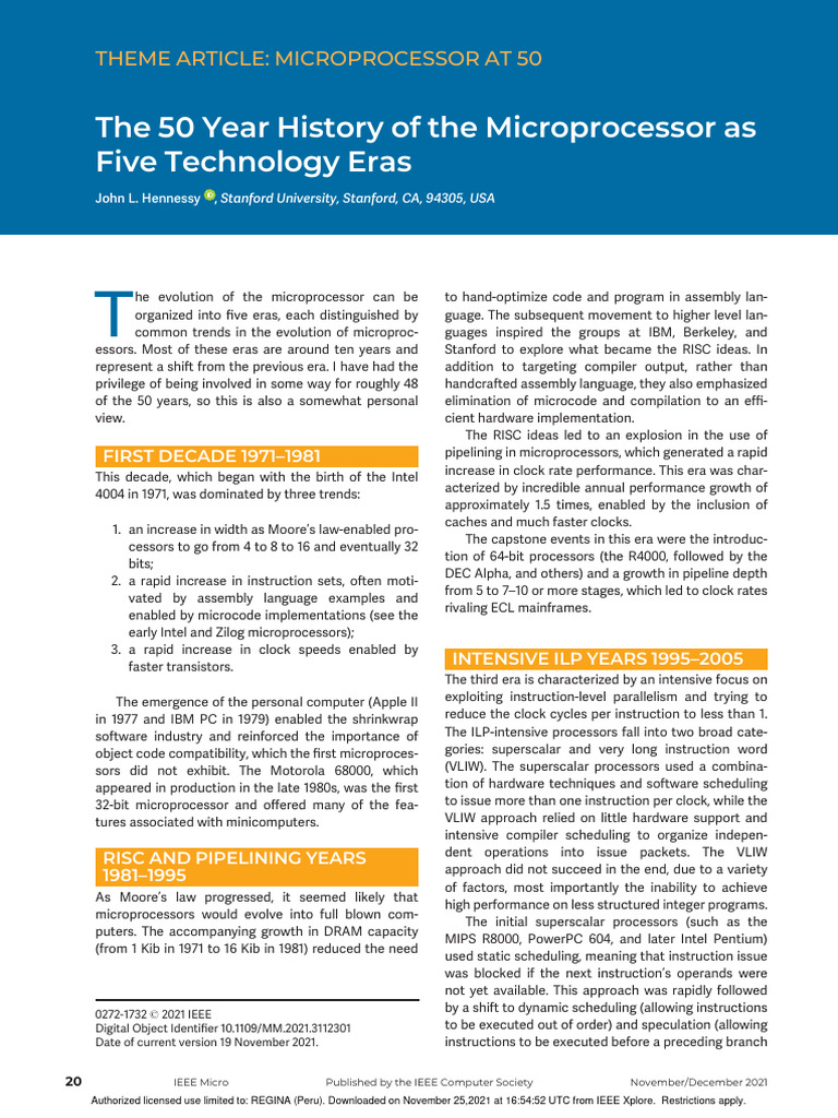 The 50 Year History of The Microprocessor As Five Technology Eras | PDF ...