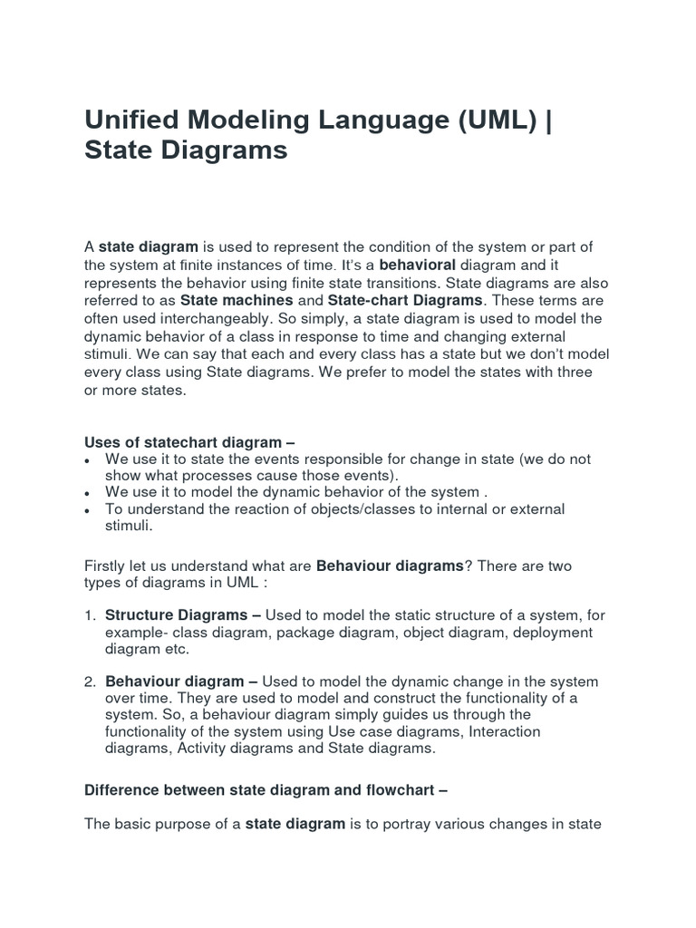 State Diagram | PDF | Class (Computer Programming) | Unified Modeling Language