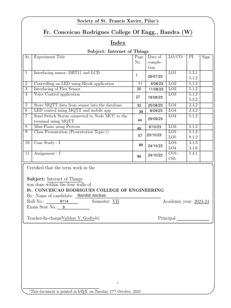 Lab - Practical - Index 9114 | PDF | Internet Of Things | Computer ...
