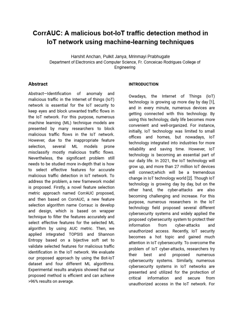 IOT Report On CorrAUC | PDF | Machine Learning | Internet Of Things