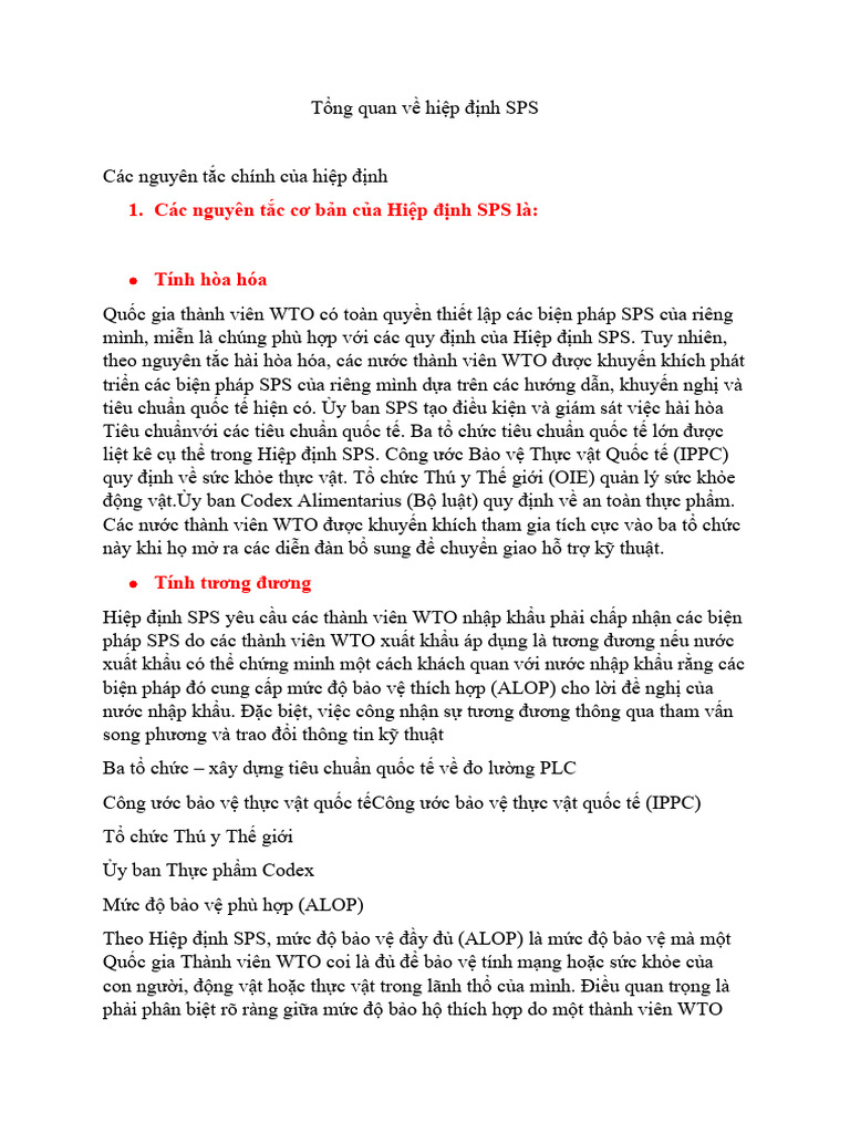 Tổng quan về hiệp định SPS 2 | PDF