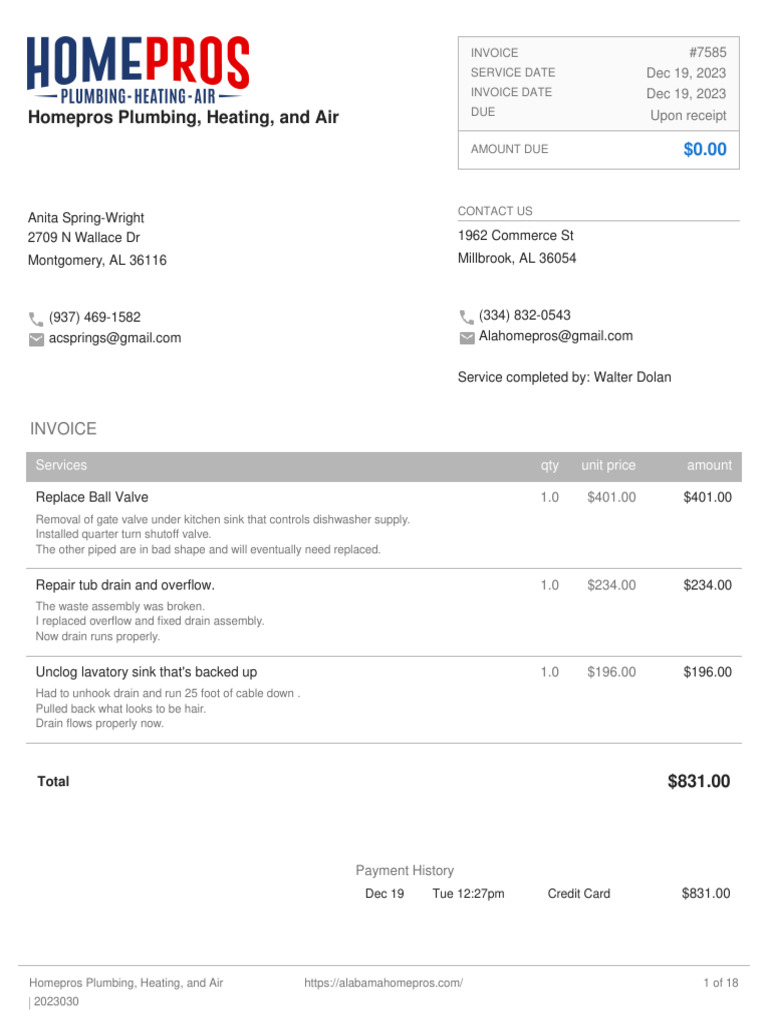Invoice 7585 | PDF | Plumbing | Home
