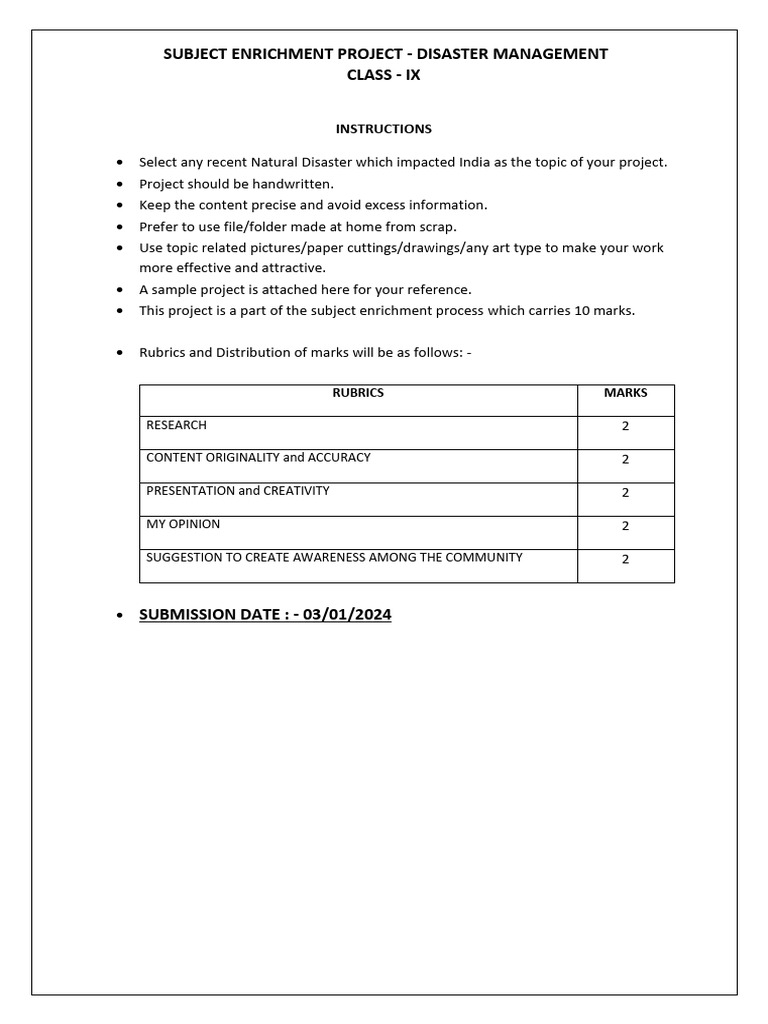 Disaster Management Project Guidelines | PDF