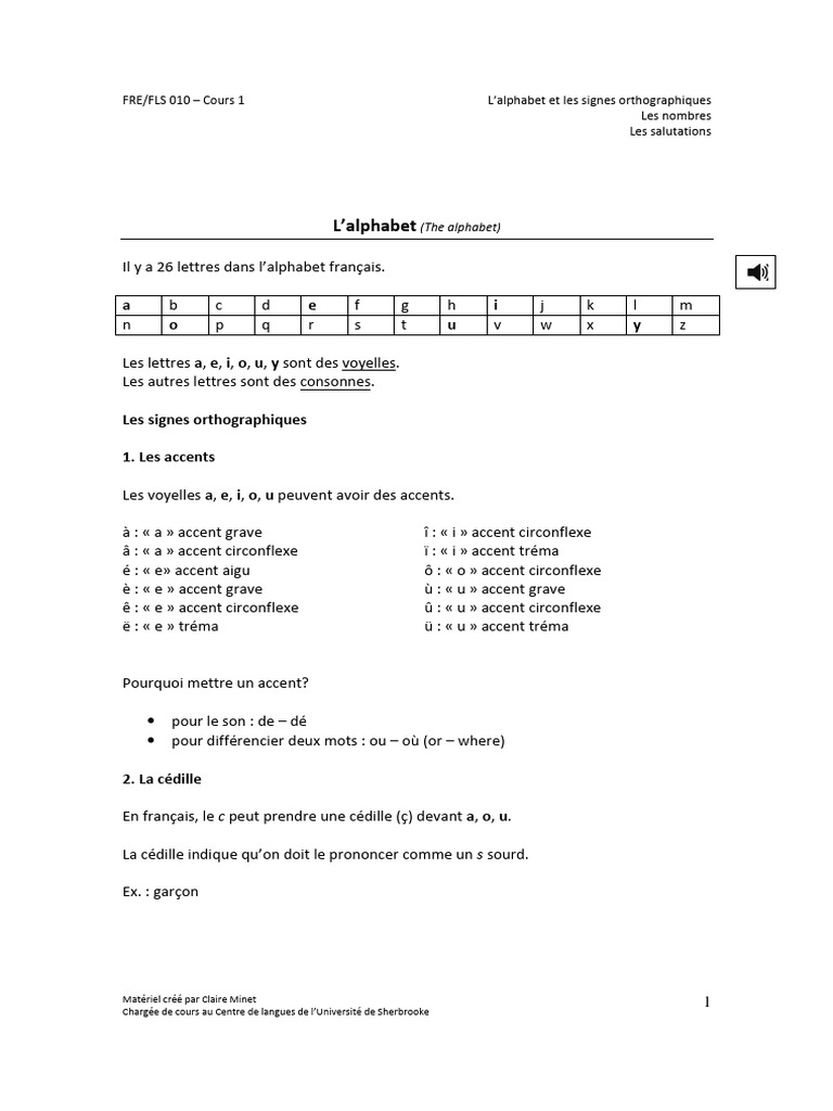 Lalphabet Les Nombres Les Salutations | PDF