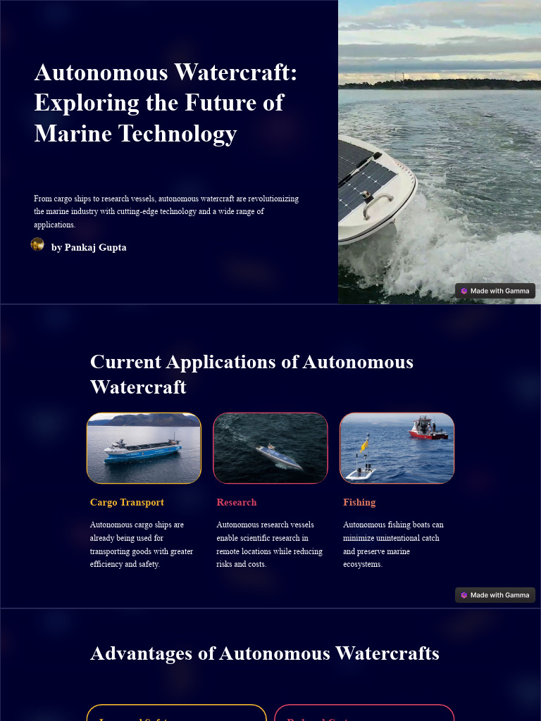 Autonomous Watercraft Exploring The Future of Marine Technology | PDF | Lidar | Watercraft
