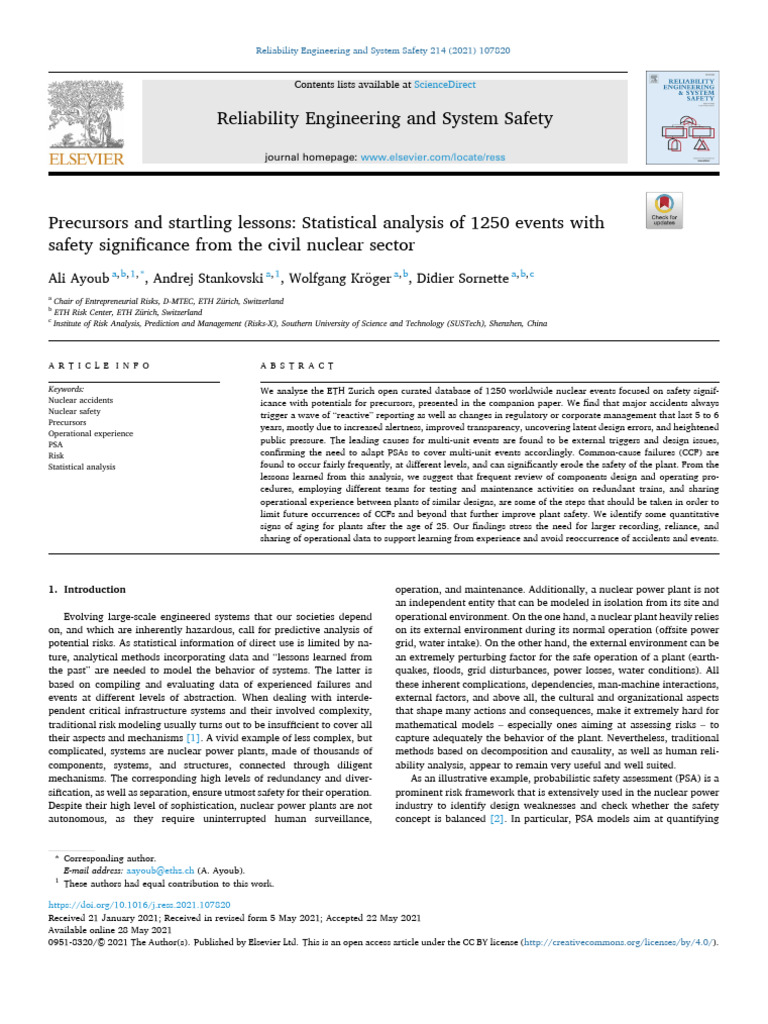 Nuclear Safety Event Analysis | PDF | Reliability Engineering | Risk