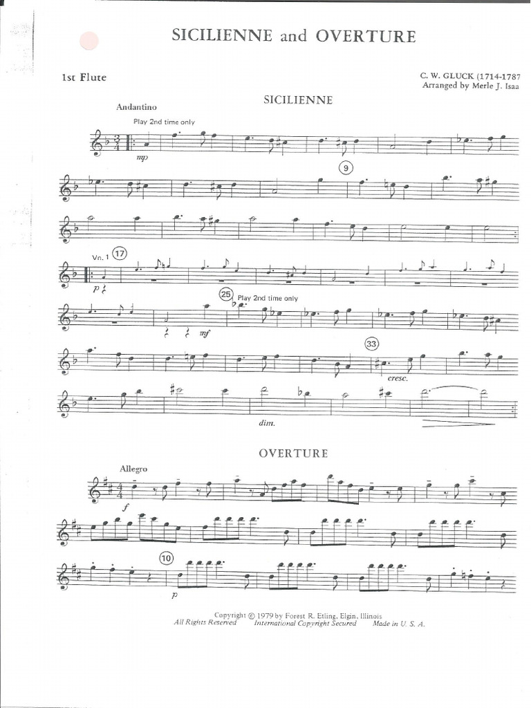 Sicilienne and Overture Fluit 1 | PDF