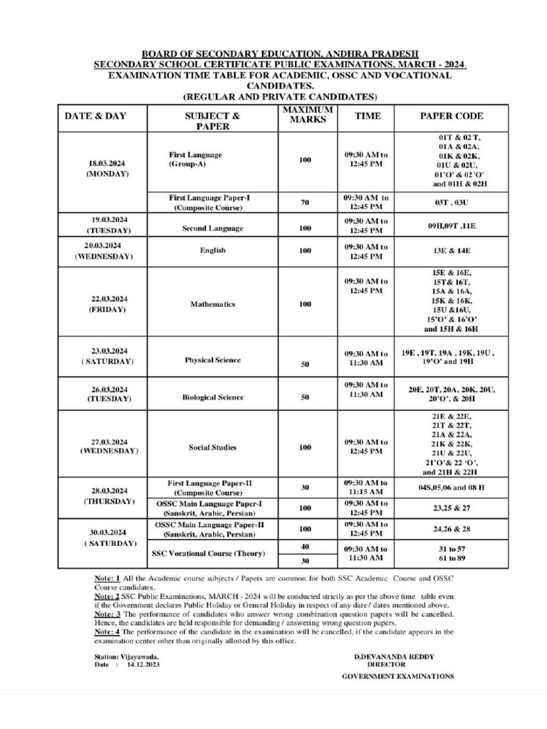 Time Table 2024 | PDF