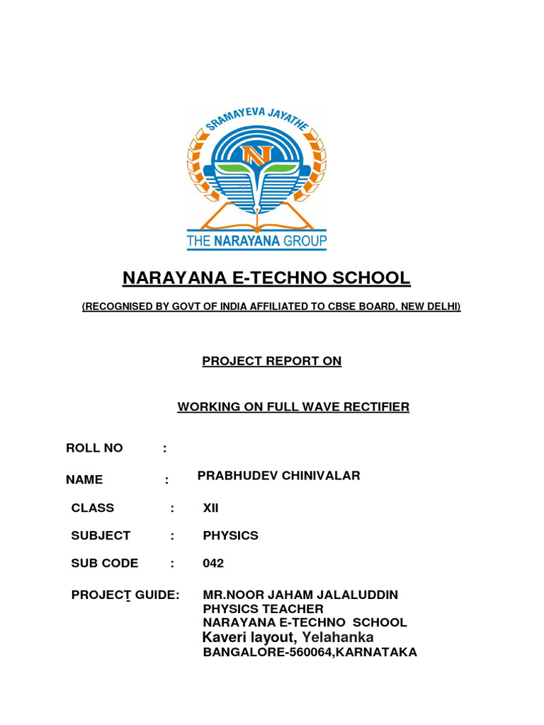 Physics project on rectifiers | PDF | Rectifier | Direct Current