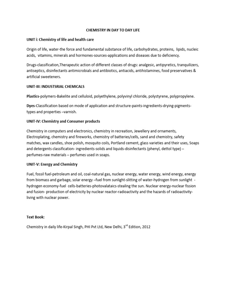 Chemistry in Day To Day Life | PDF