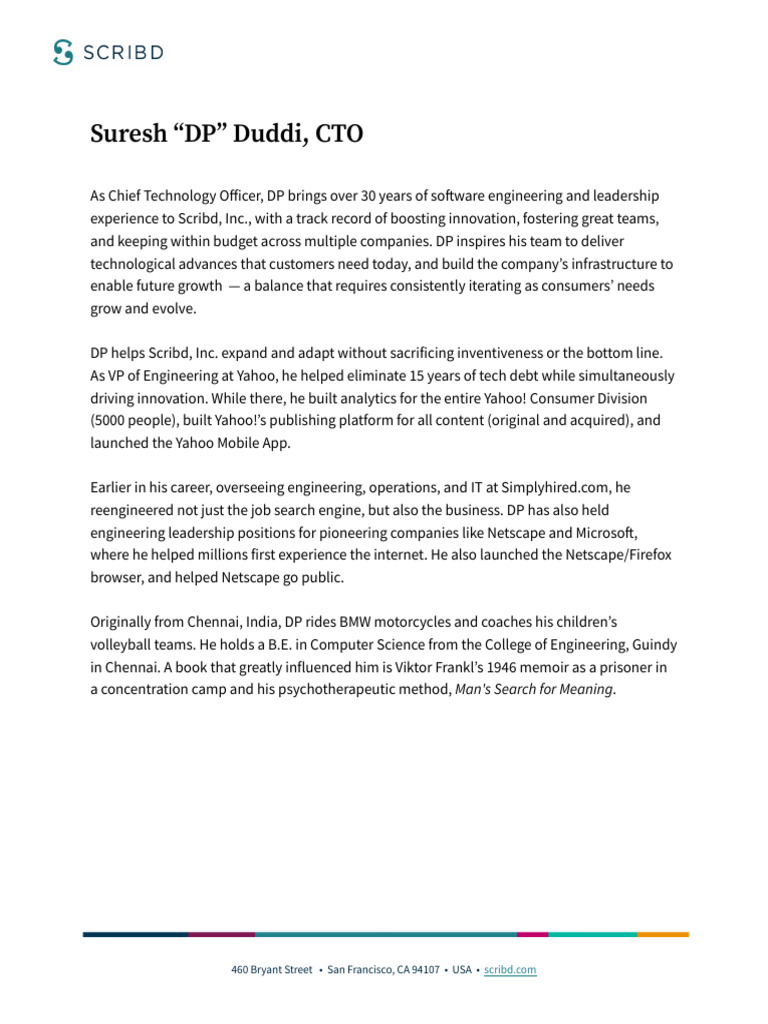 Suresh - DP - Duddi, CTO | PDF