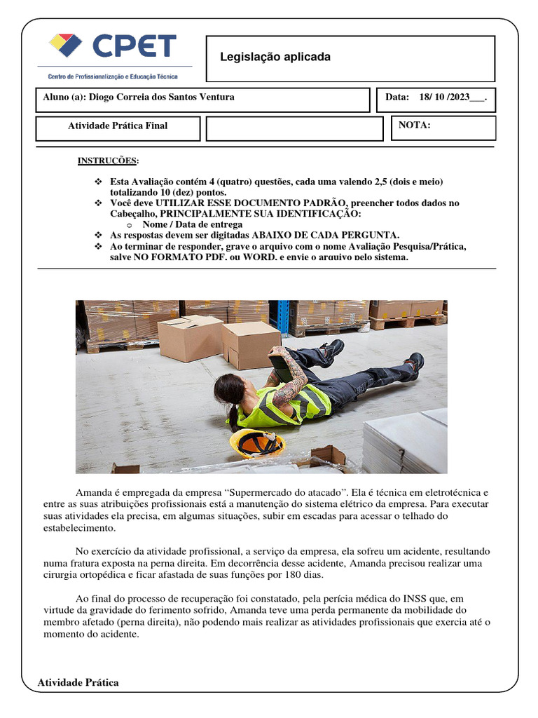 Atividade Prática Final - Legislação Aplicada | PDF Atividade Prática Final - Legislação Aplicada | PDF