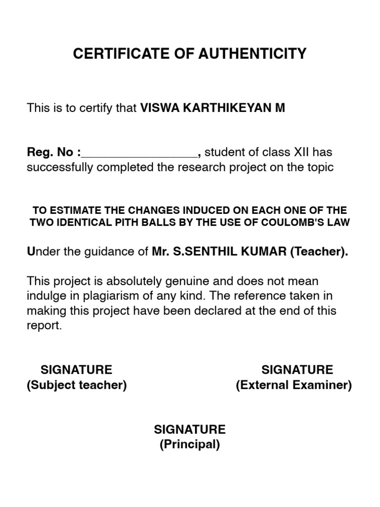 Class 12 Physics Project Certificate | PDF | Career & Growth