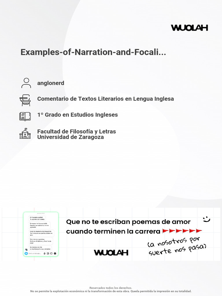 Examples of Narration and Focalization | PDF | Narration | English ...