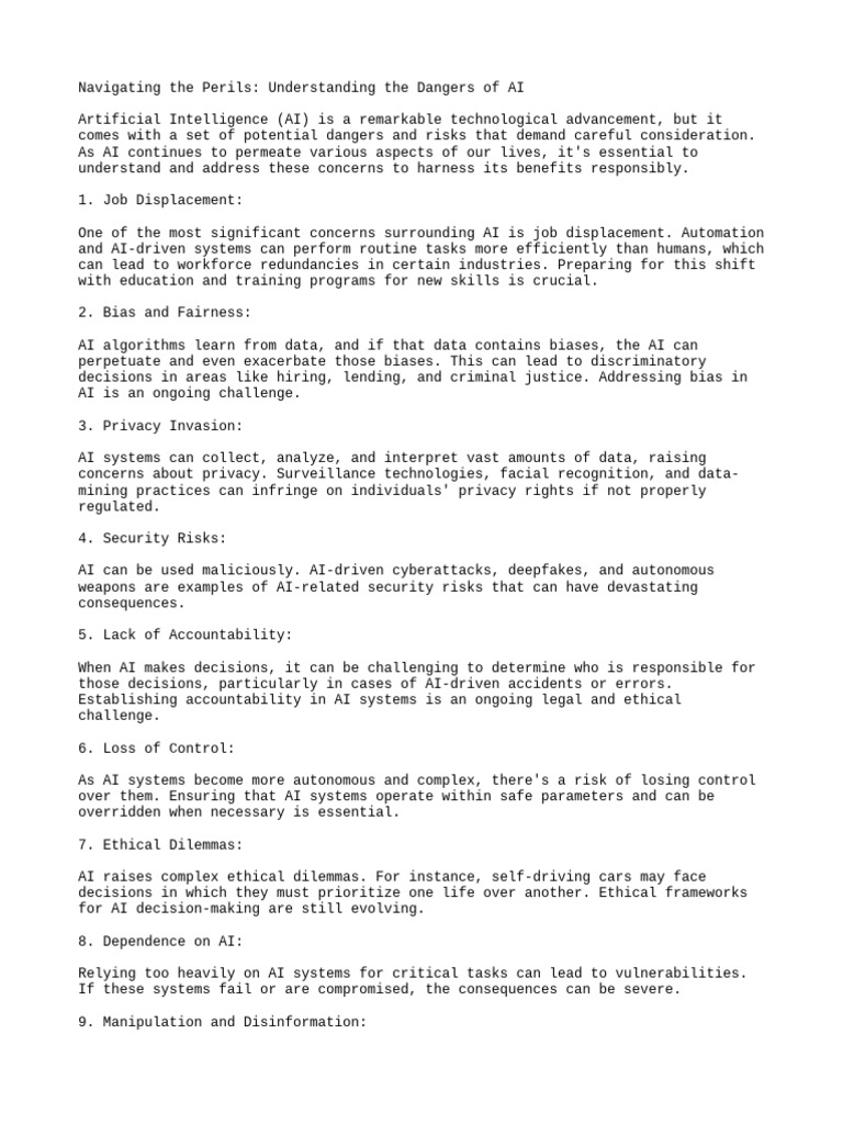 Understanding The Dangers Of Ai Pdf Artificial Intelligence