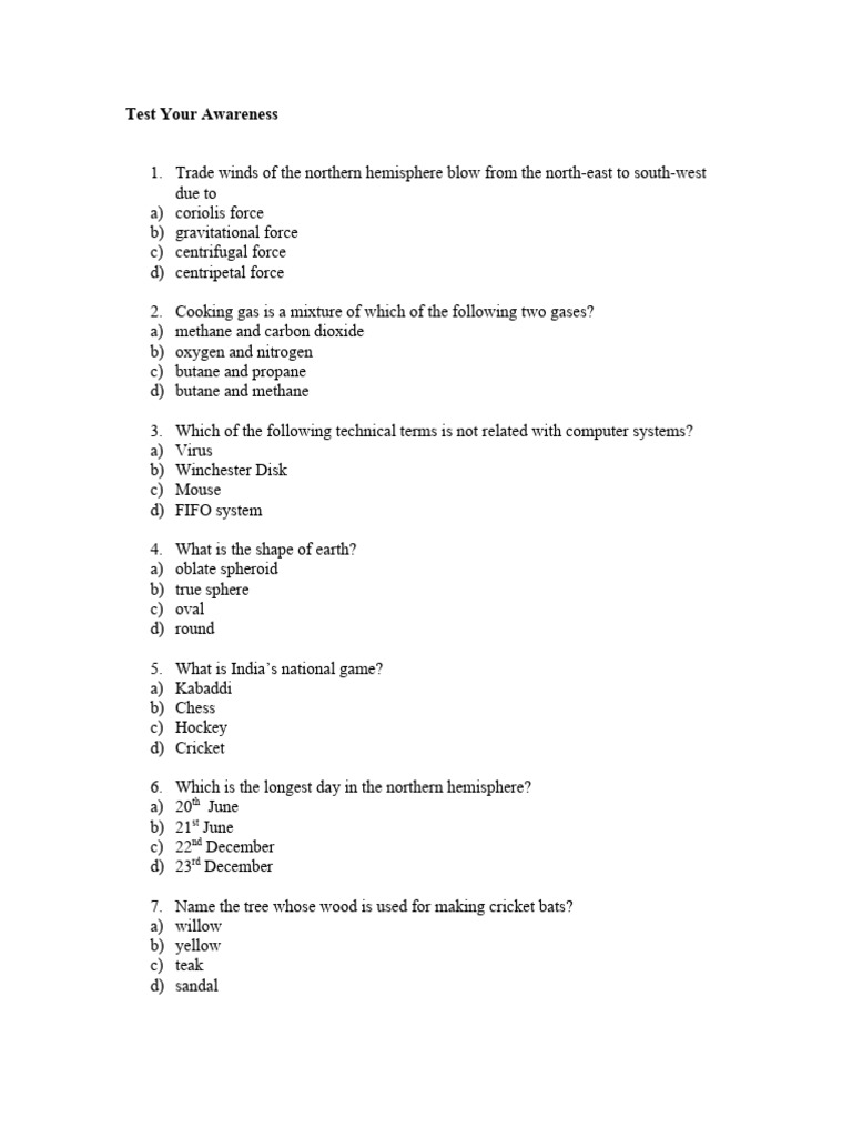 Test Your Awareness: TH ST ND RD | PDF