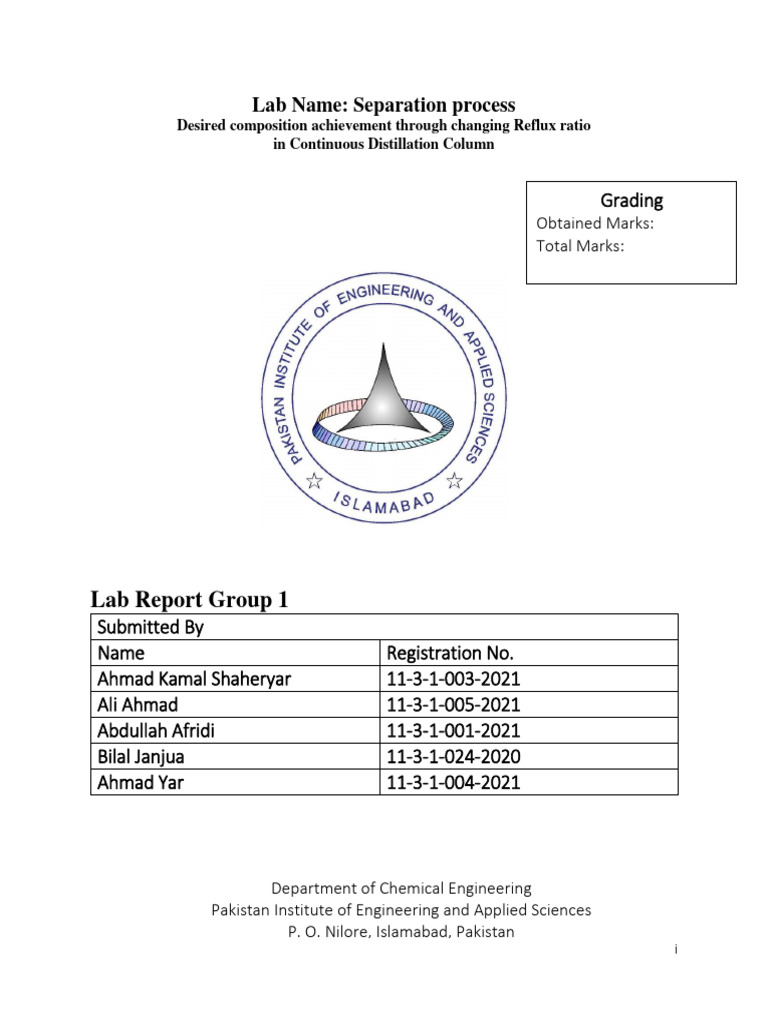 Continuous Distillation Column Lab Report | PDF | Distillation | Process Engineering
