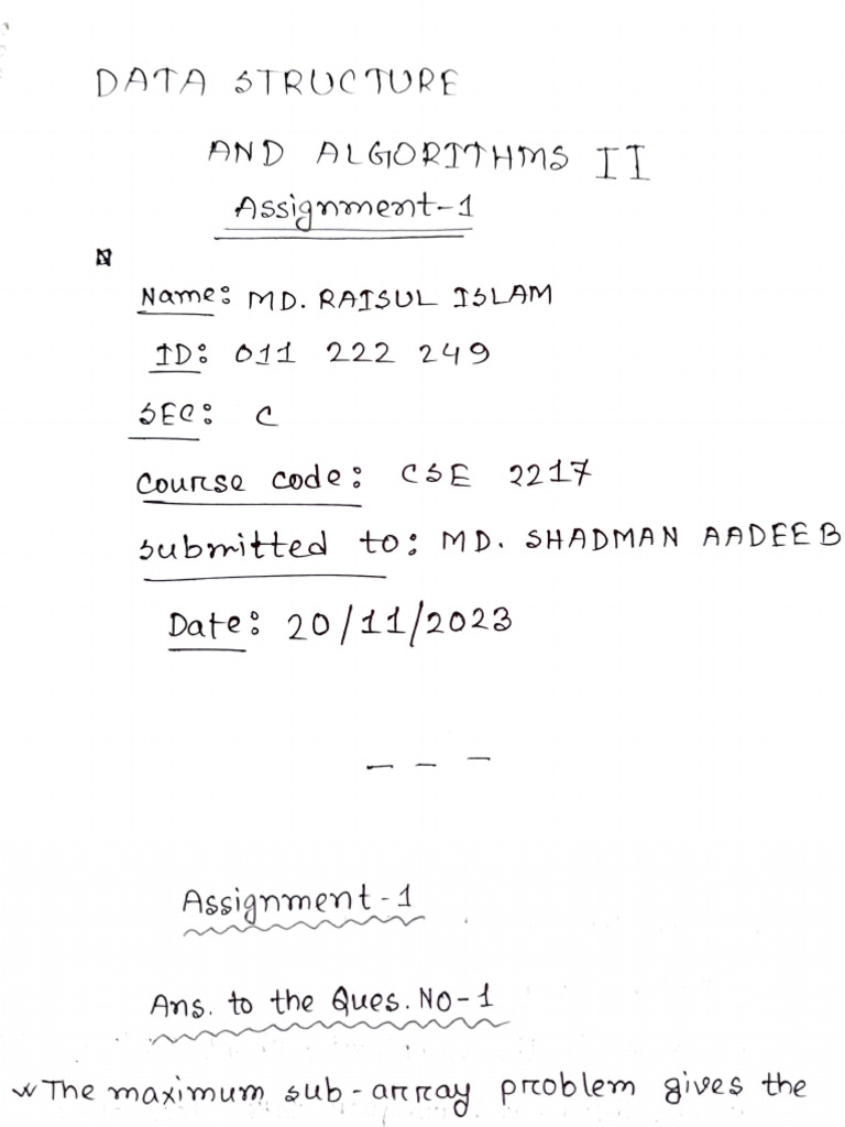 DSA 2 Assignment 1 | PDF DSA 2 Assignment 1 | PDF