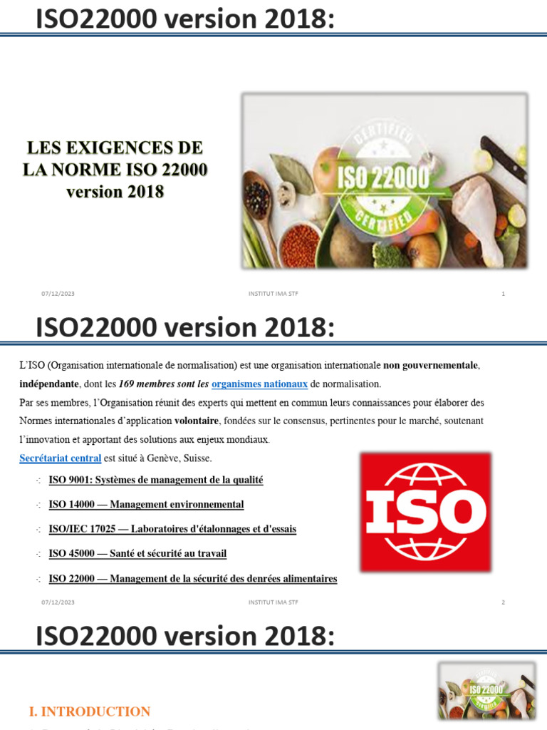Exigences de la norme ISO 22000:2018 | PDF