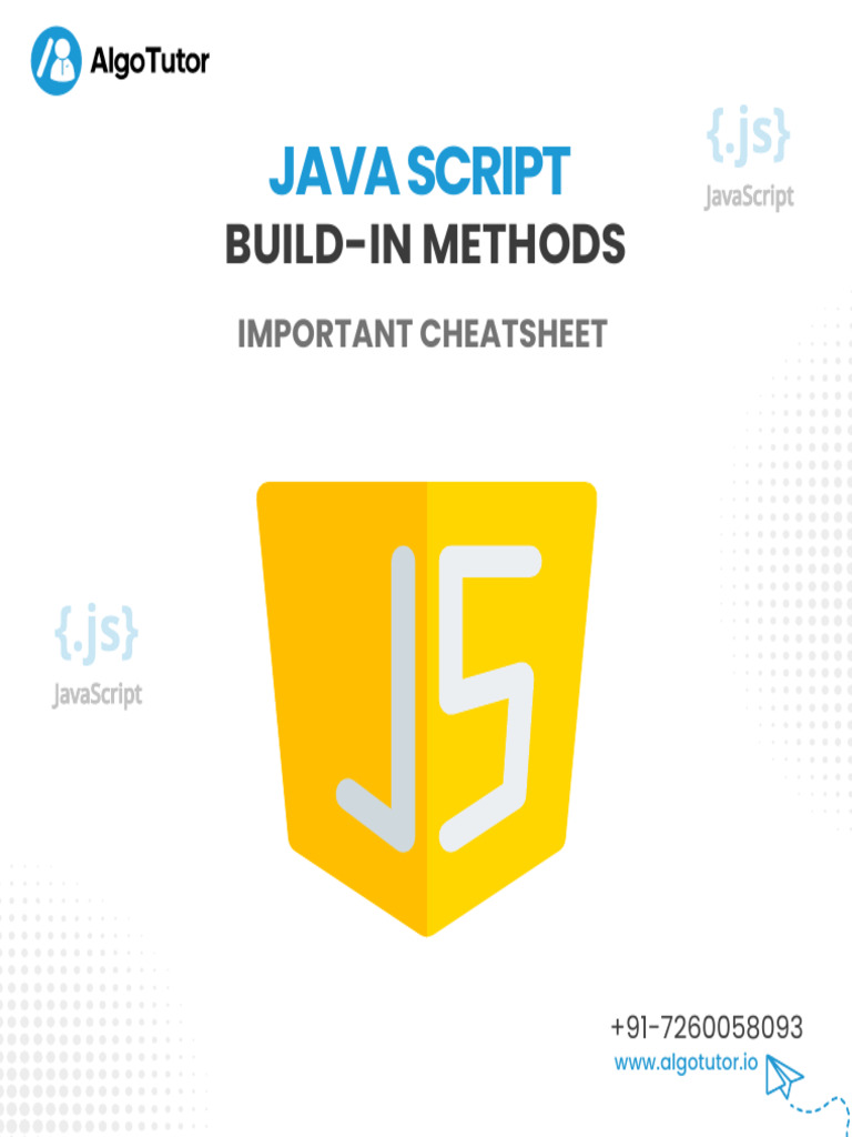 Important Javascript Build-In Methods (Cheatsheet) | PDF | Regular Expression | Java Script