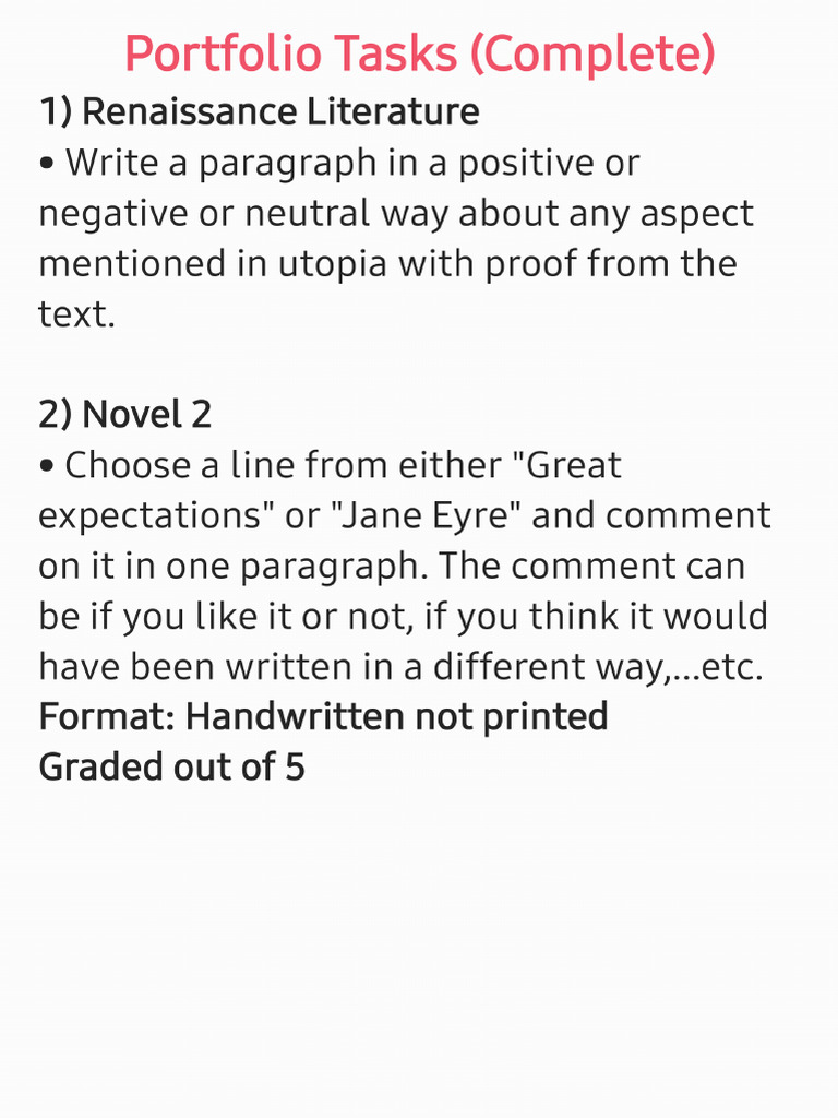 Portfolio Tasks (Full) | PDF