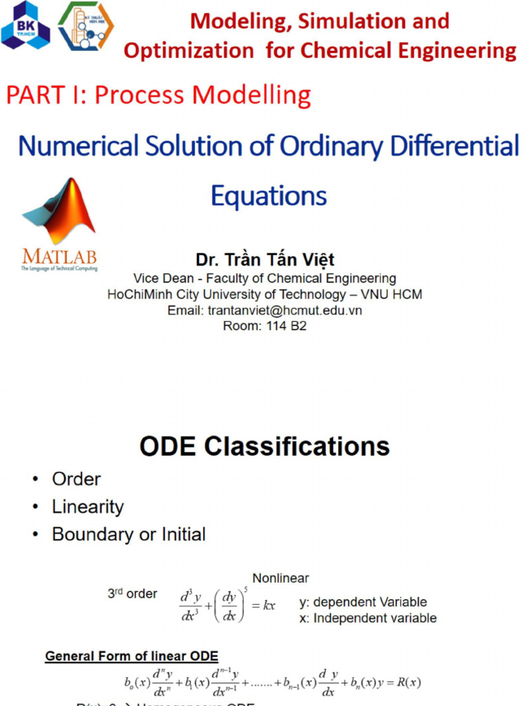 CH3133 3 Numerical Solution of Ordinary Differential Equations 2023 | PDF