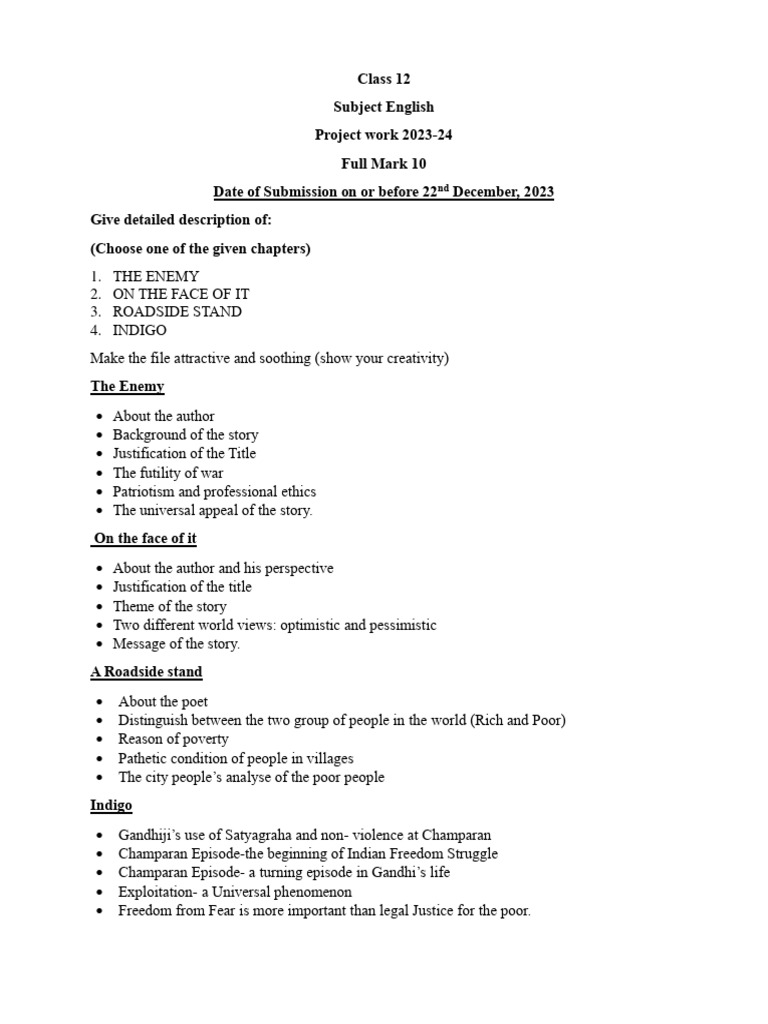 English Project Work 2023 | PDF