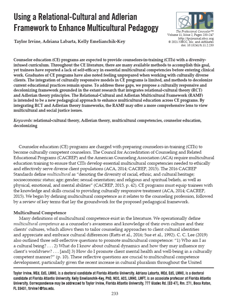Using A Relational-Cultural and Adlerian Framework To Enhance ...