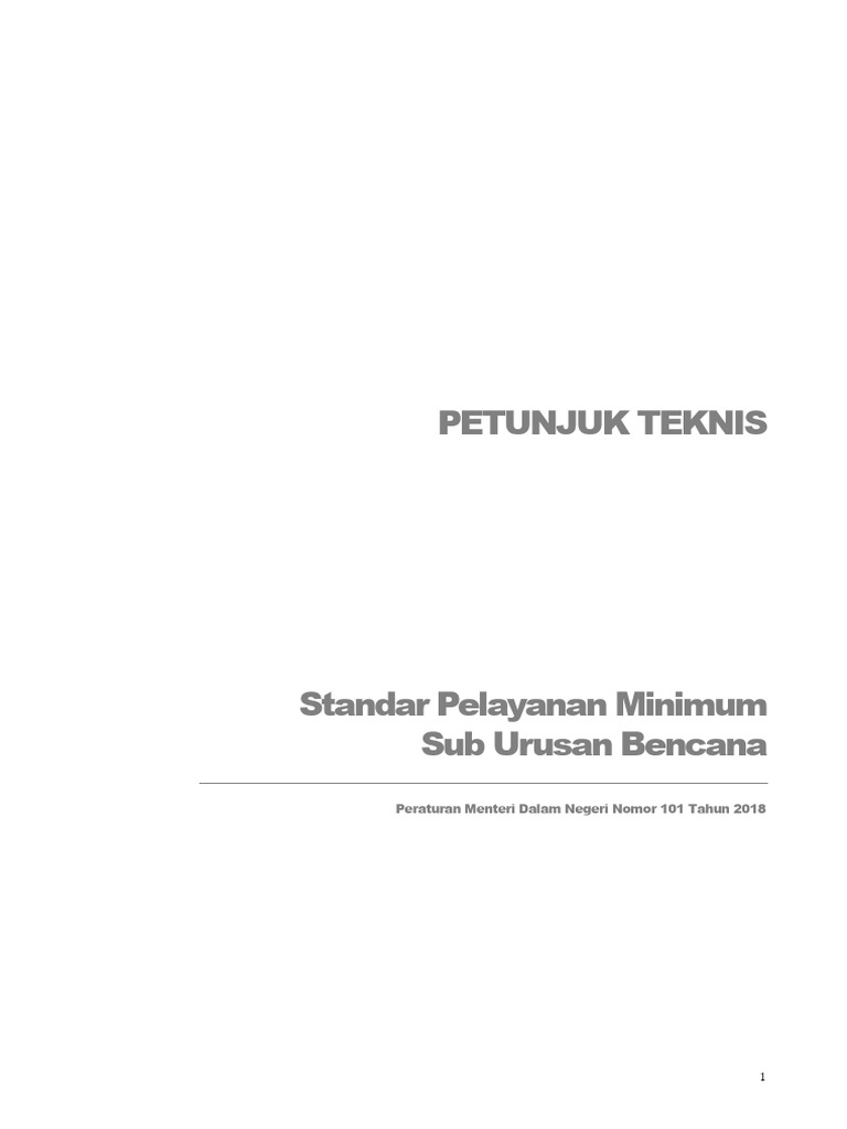 Juknis SPM 101 2018 Sub Urusan Bencana - 28112019 | PDF
