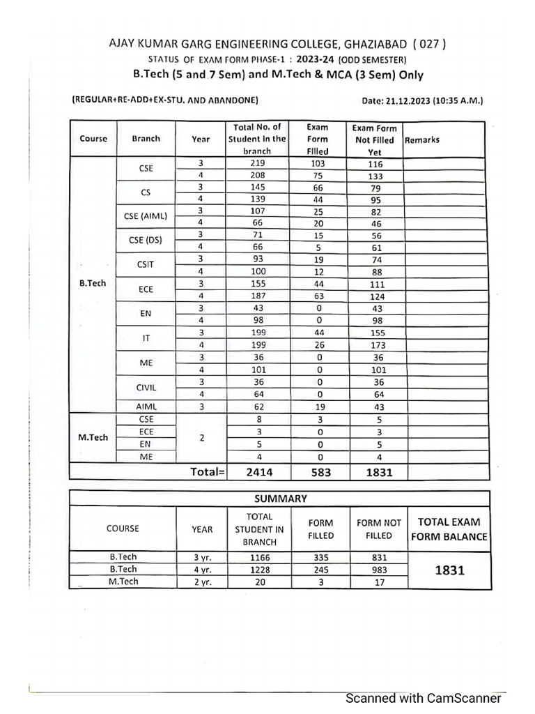 Summary of Examination Form | PDF