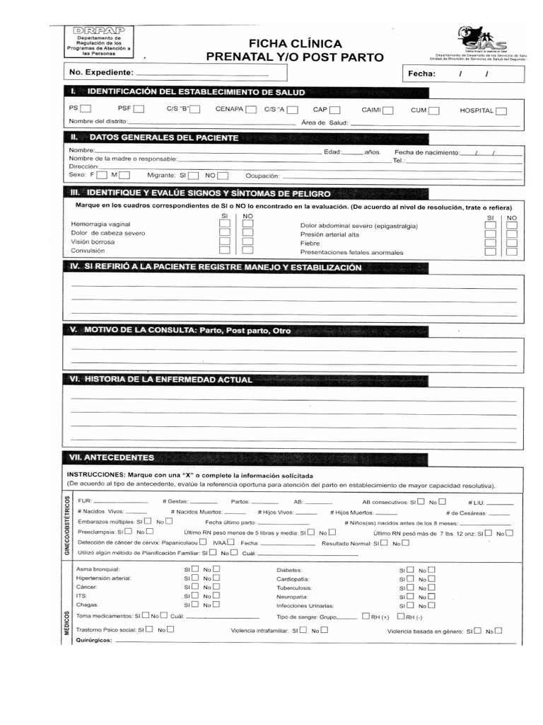 FICHA CLINICA PRENATAL | PDF