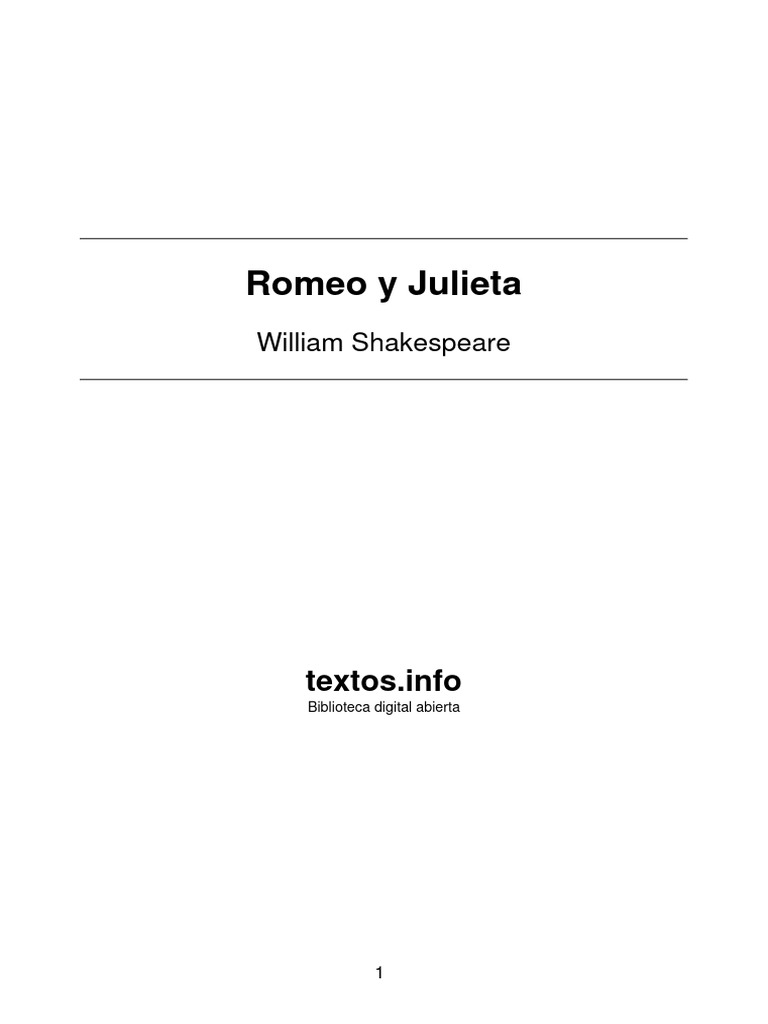 William Shakespeare - Romeo y Julieta | PDF | Romeo y Julieta
