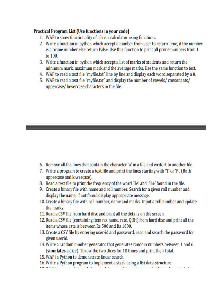 Practical List | PDF