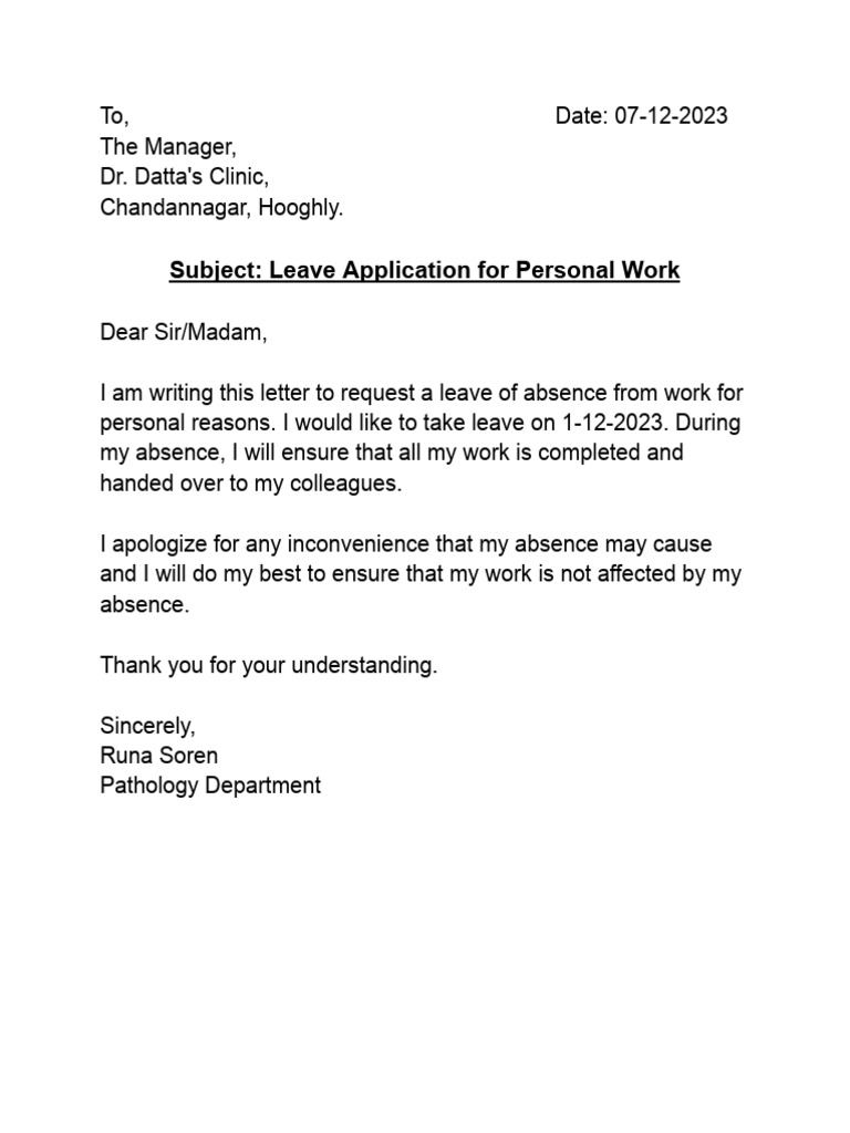 Leave Application For 10th | PDF