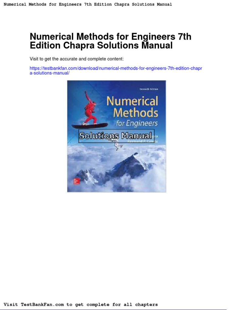 Numerical Methods For Engineers 7th Edition Chapra Solutions Manual ...