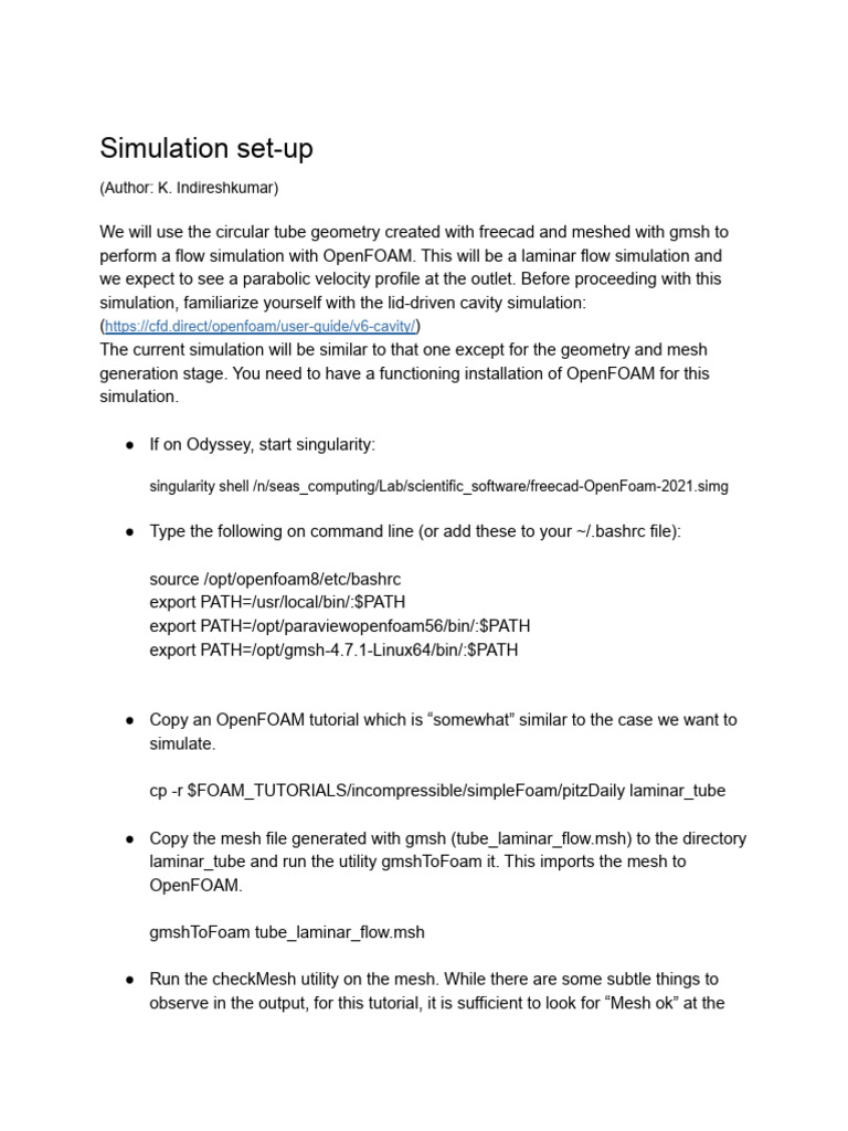 Laminar Flow Simulation Setup in OpenFOAM | PDF | Pressure | Physical ...