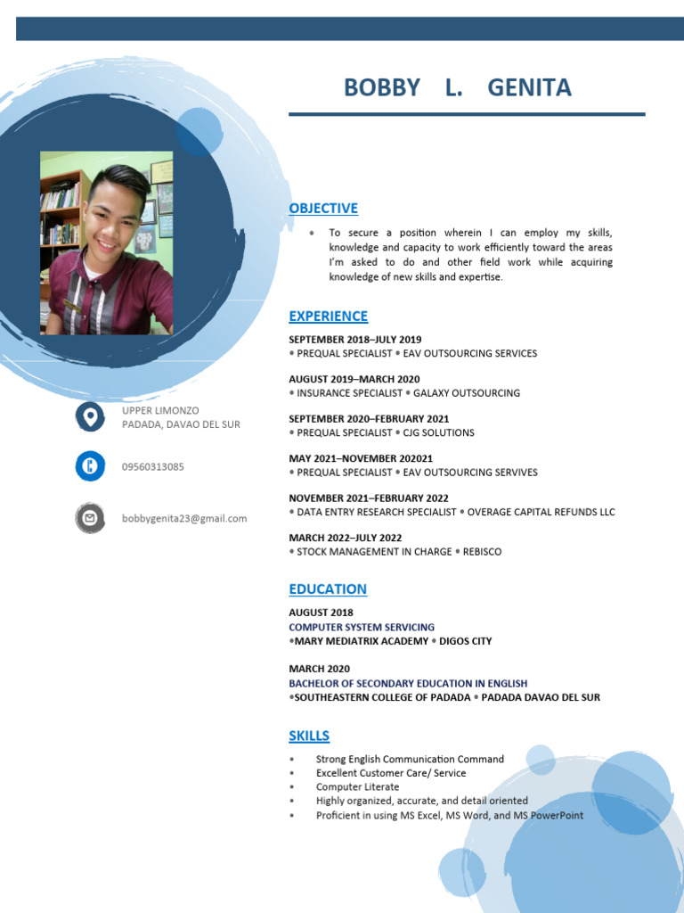 Bobby Genita Resume: Skills & Experience | PDF