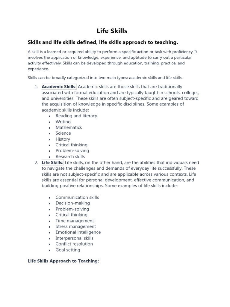Life Skills | PDF | Negotiation | Critical Thinking