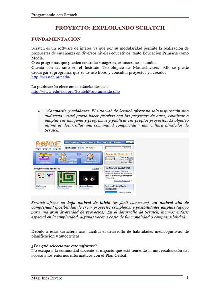 PROYECTO scratch - Uruguay Educa | PDF | Scratch (lenguaje de programación) | Maestros