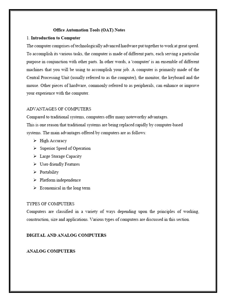 Office Automation Tools Notes | PDF | Computer Network | Network Topology