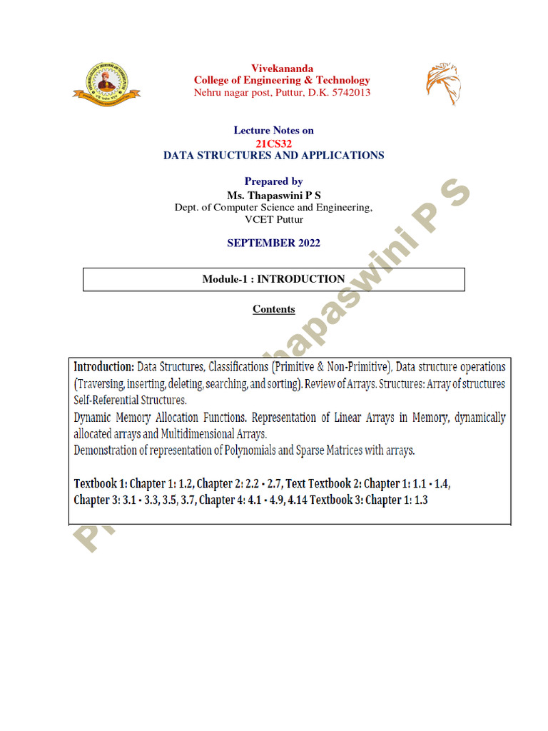 21CS32 DSA Module1 Notes | PDF