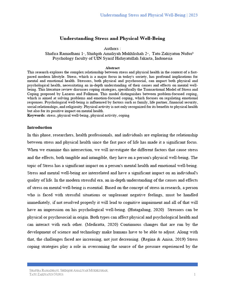 Understanding Stress and Physical Well-Being | PDF