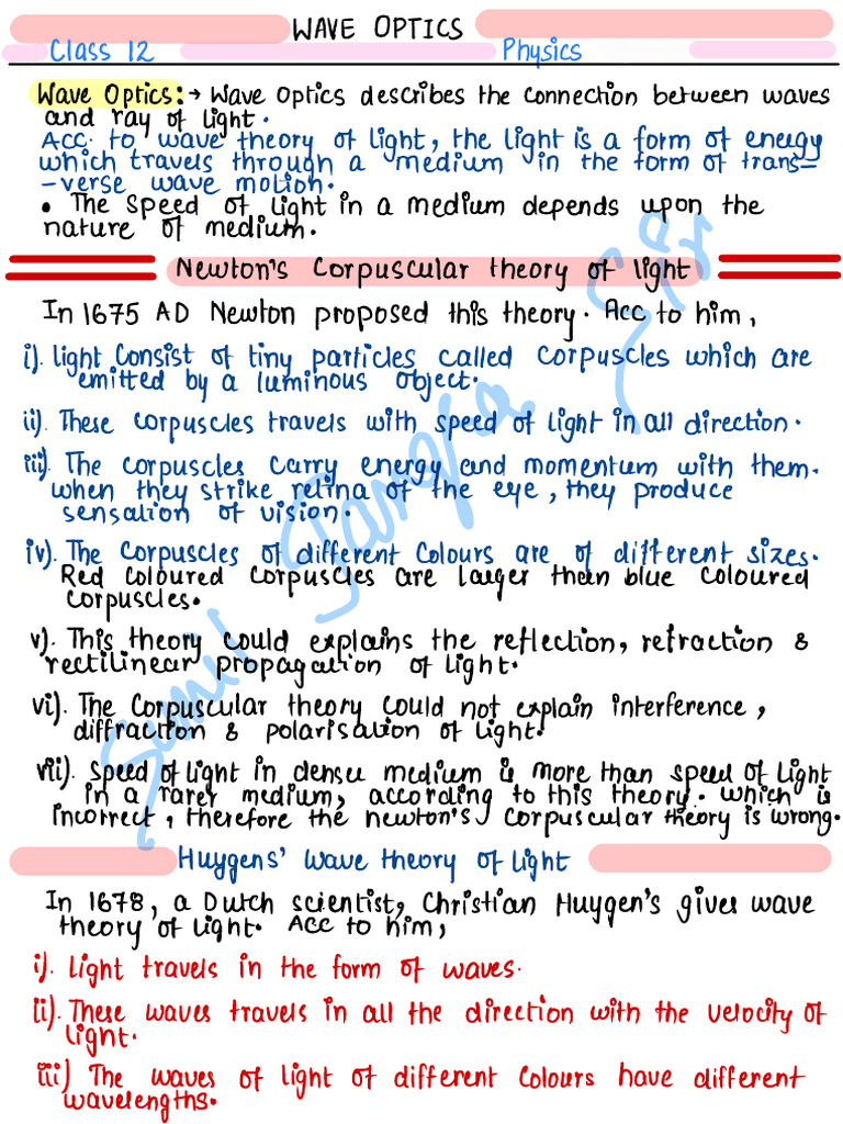 Wave Optics 2024 | PDF | Light | Waves