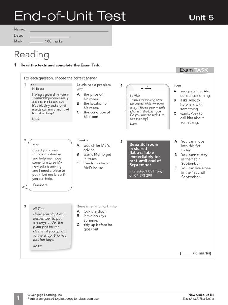 Unit 5 End-of-Unit Test | PDF