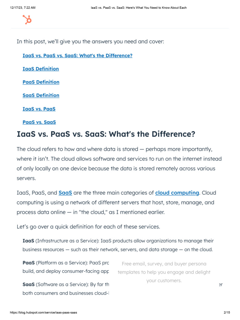 IaaS vs. PaaS vs. SaaS - Here's What You Need To Know About Each | PDF ...