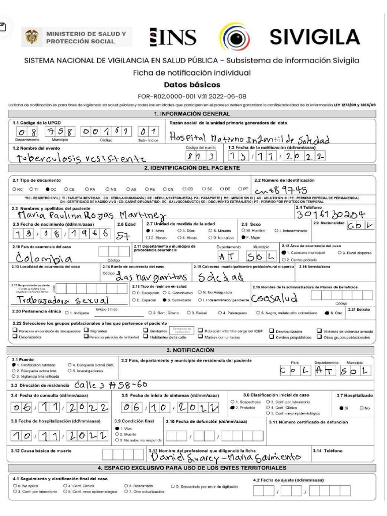 FICHA TUBERCULOSIS | PDF